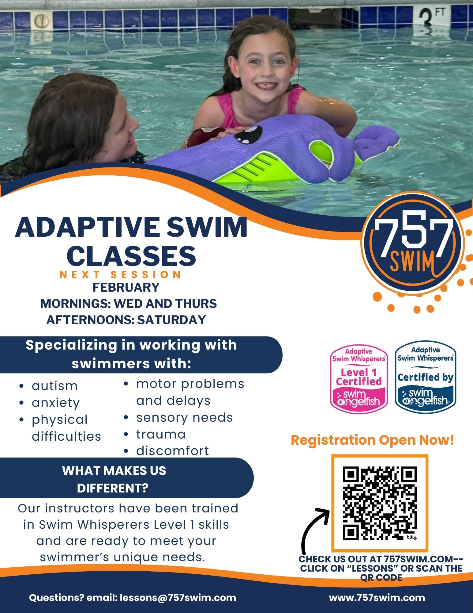 Signup for Swim Lessons at 757swim! Adaptive Swim Classes, 3-1 Swim Lessons and Lifeguard ...